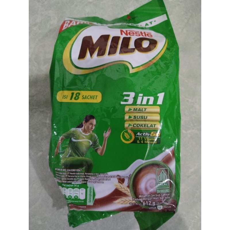 Jual Milo minuman serbuk cokelat dengan malt dan susu nestle milo 3in1 ...