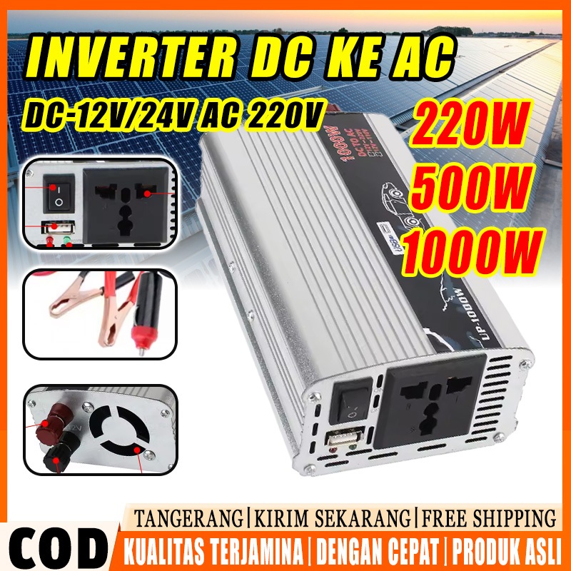Jual 【COD】Power Inverter Pure Sine Wave 1000W - Inverter DC 12V/24V ke ...