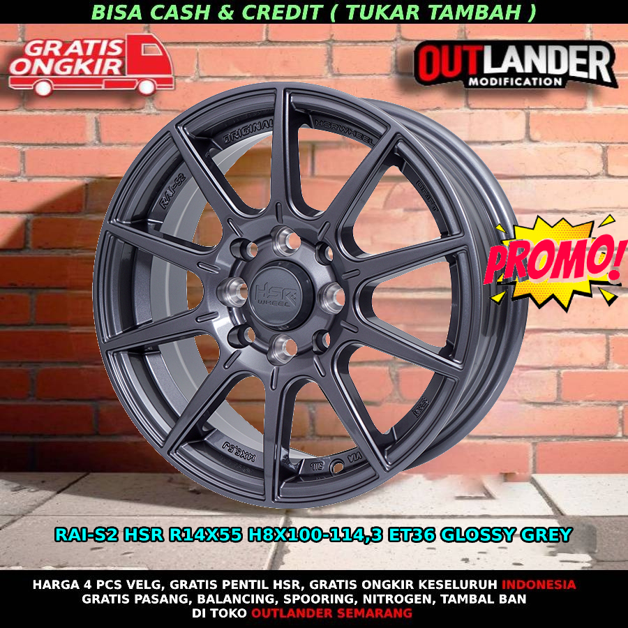 Jual VELG MOBIL RACING RING 14 TYPE HSR RAI-S2 HSR R14X5,5 H 4X100 - 4X114,3 ET36 GLOSSY GREY ...