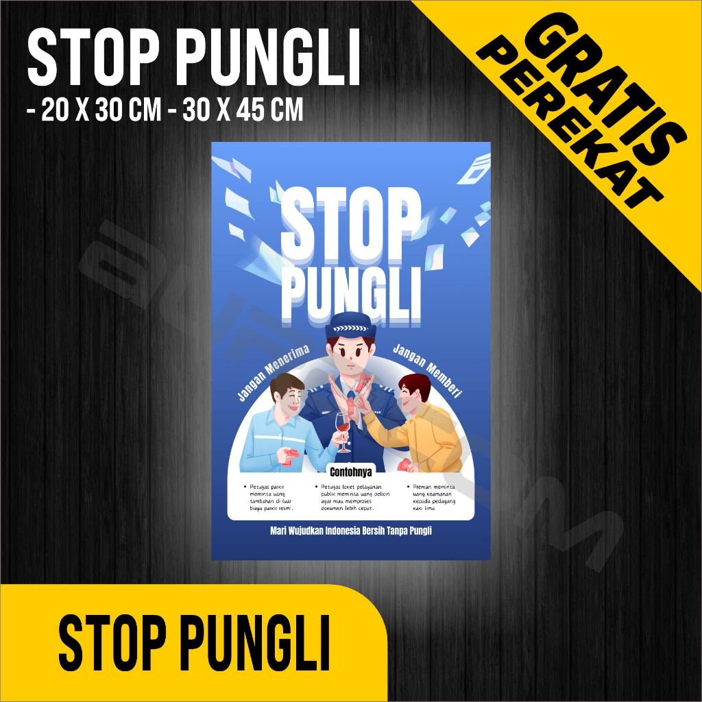 Jual PAPAN AKRILIK dan STIKER, POSTER STOP PUNGLI, CUSTOM, FREE DESAIN ...