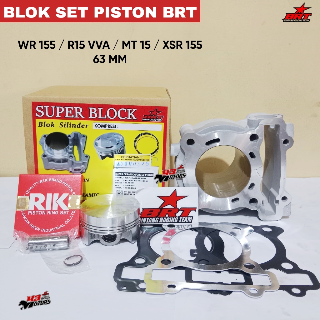 Jual BLOK SET PISTON BRT WR155 / R15VVA / MT15 / XSR155 / AEROX NEW 63 ...