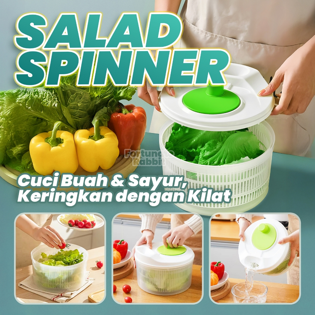 Jual (SR) Salad spinner pengering peniris sayuran putar wadah saringan ...