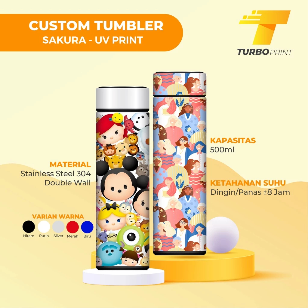 Jual Custom Print Tumbler Termos Sakura 500ml Custom Botol Minum ...