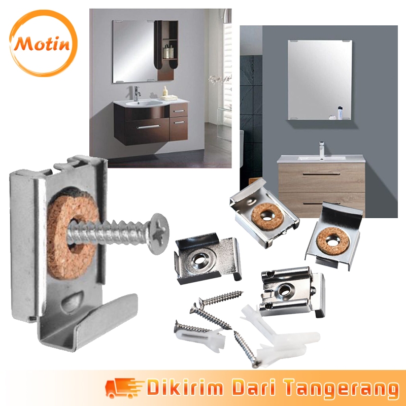 Jual 1 Set Bracket Cermin Dinding Jepitan Kaca Cermin Klem Kaca Plat ...