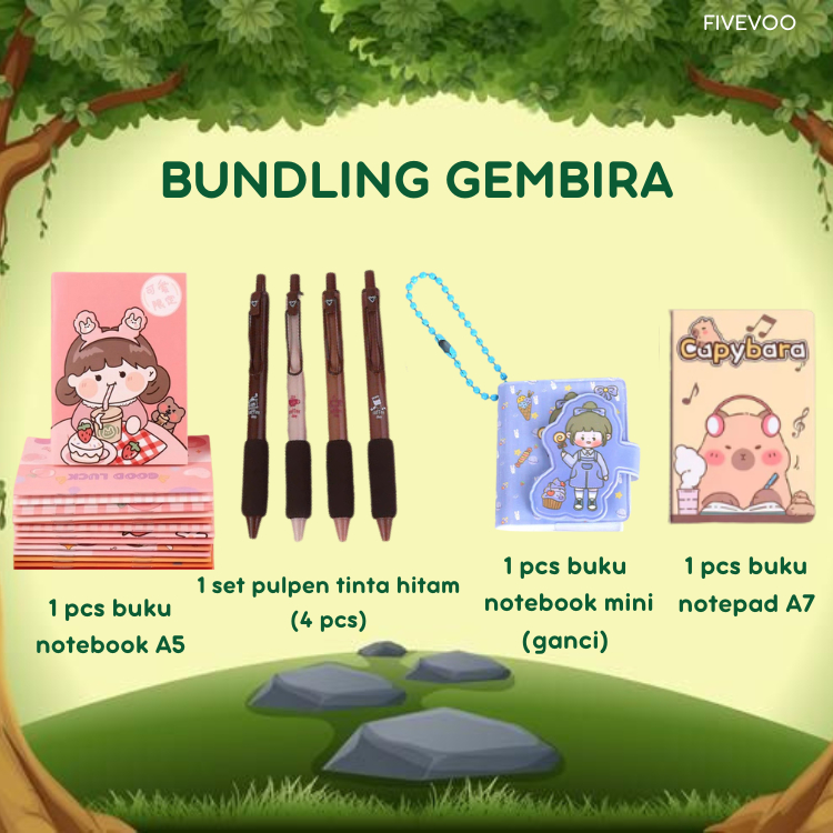Jual Fivevoo Combo Set 6 1 Buku Notebook A5 1 Buku Notebook Mini 1