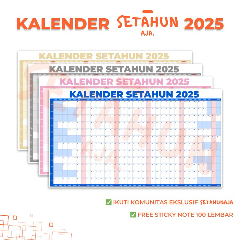 Jual Setaun Aja | Kalender Raksasa 2025 | Kalender Setahun 2025 ...