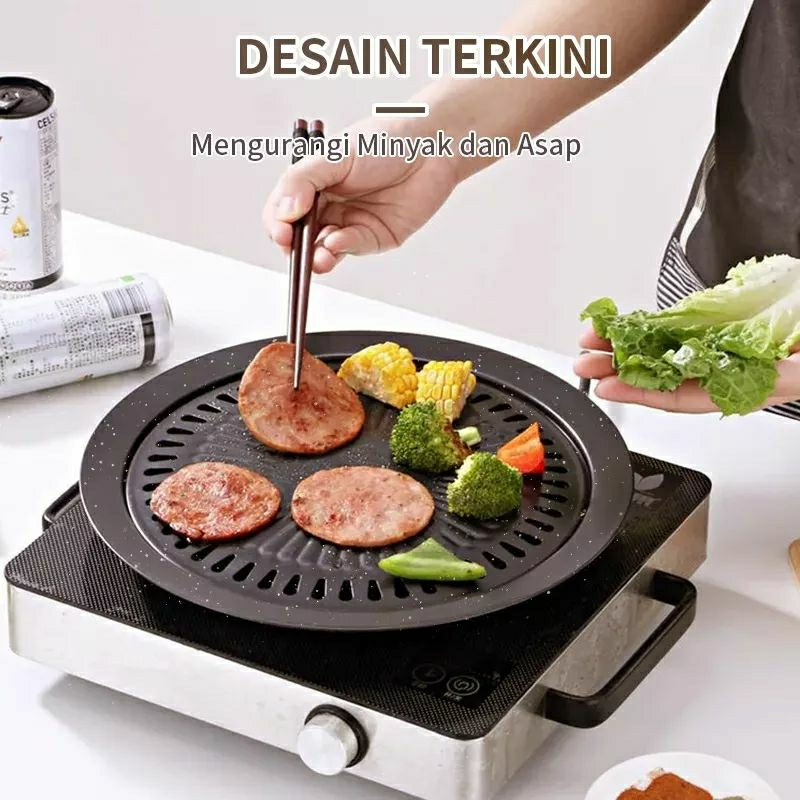 Jual >Panggangan Smokeless BBQ Bulat 32Cm Ultra Grill Pan Drip Pan ...