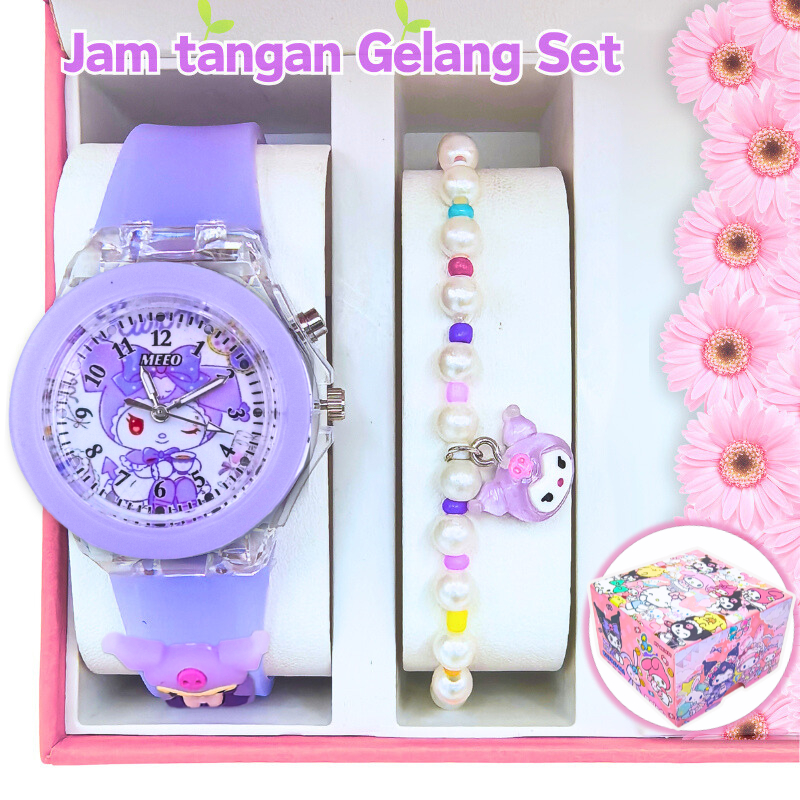 Jual Set gelang Jam Tangan Anak dan gadis TK Luminous Watch Hadiah Lena Belle Flashing Light ...