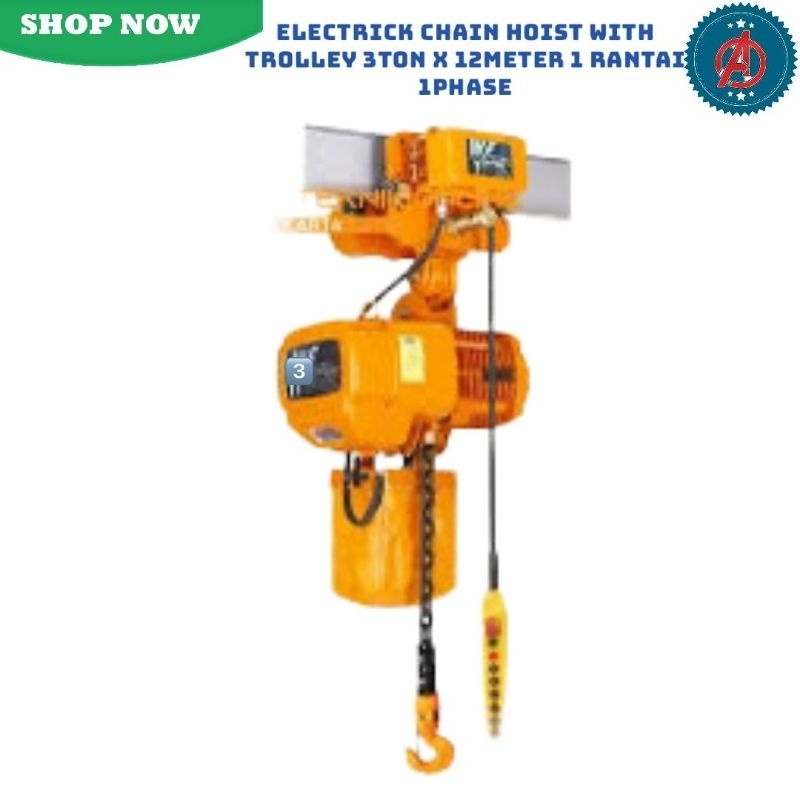 Jual Electric Chain Hoist 3 Ton x 12 Meter 1 Rantai 220 Volt - Katrol ...