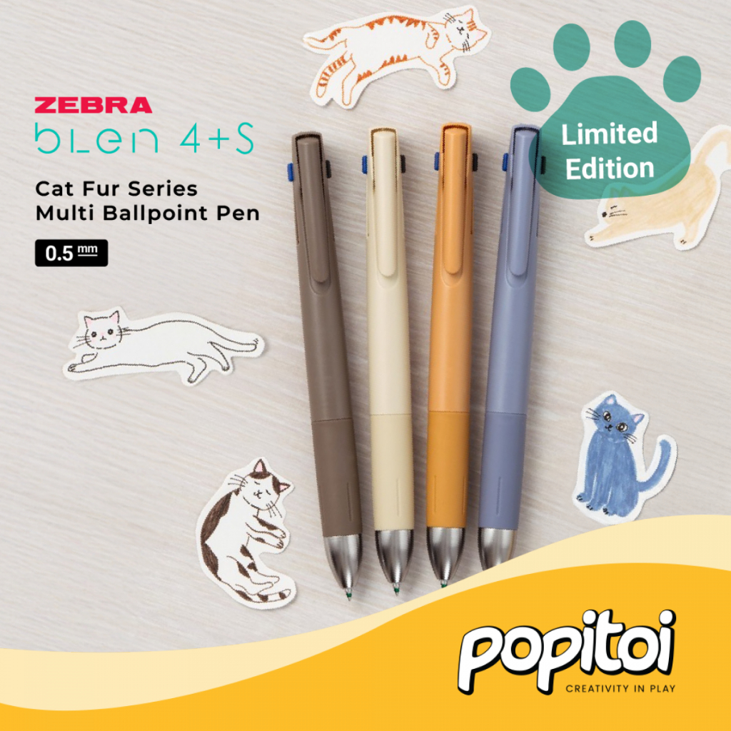Jual Zebra Blen Cat Fur Series 4+S Multi Ballpoint Pen 0.5 mm Limited Editon Multipen Pulpen ...