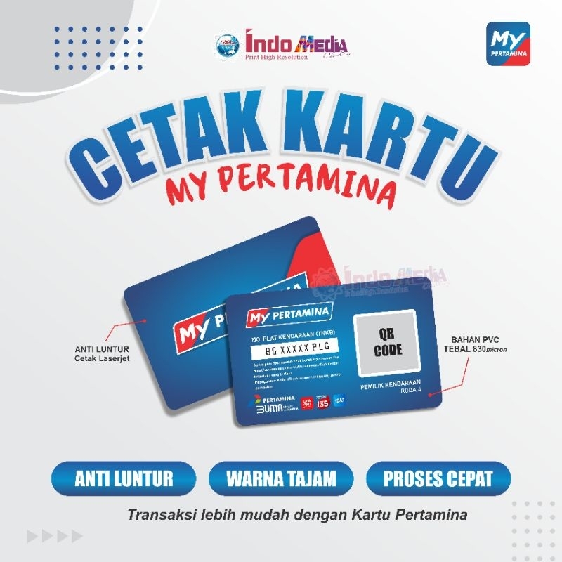 Jual Print id card my pertamina sehari jadi / cetak kartu my pertamina barcode bahan pvc seperti ...