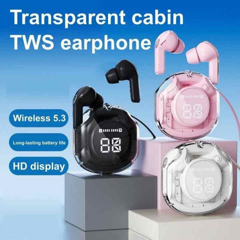 Jual Headset Bluetooth TWS LED Display Transparan Hifi Extra Bass Smart ...