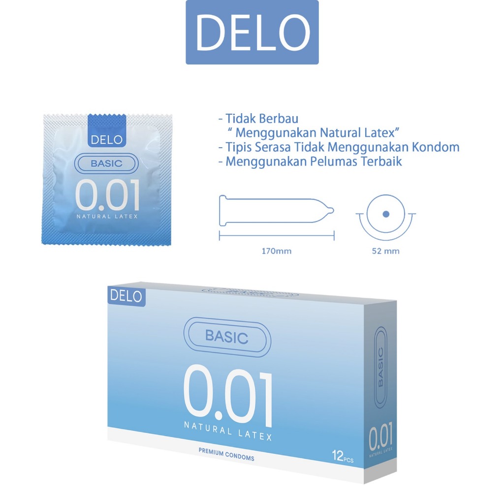 Jual Kondom DELO BASIC 001 Ultrathin Condom 001 Tipis Zero One Dot ( 12pcs ) | Shopee Indonesia