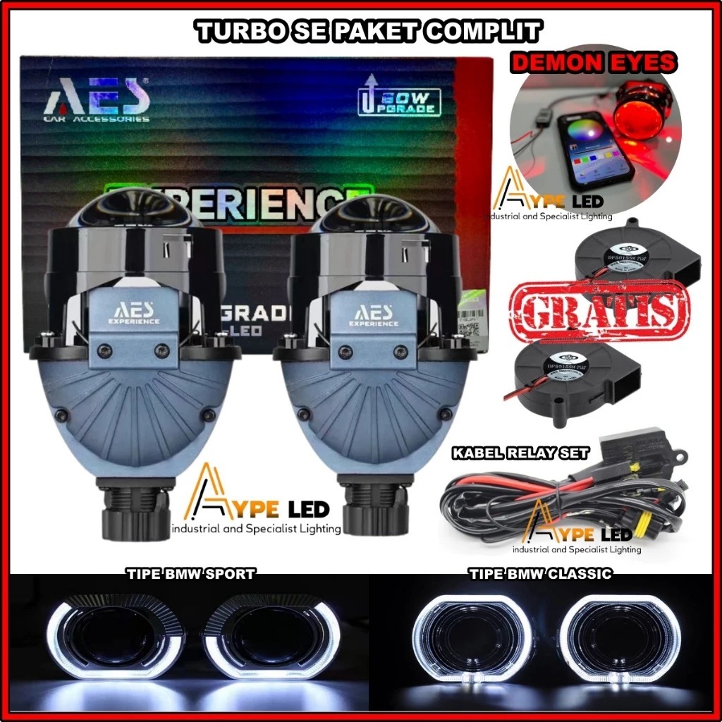 Jual PAKETAN Bi-laser Biled Projector AES Turbo SE Experience V2 2.5 ...