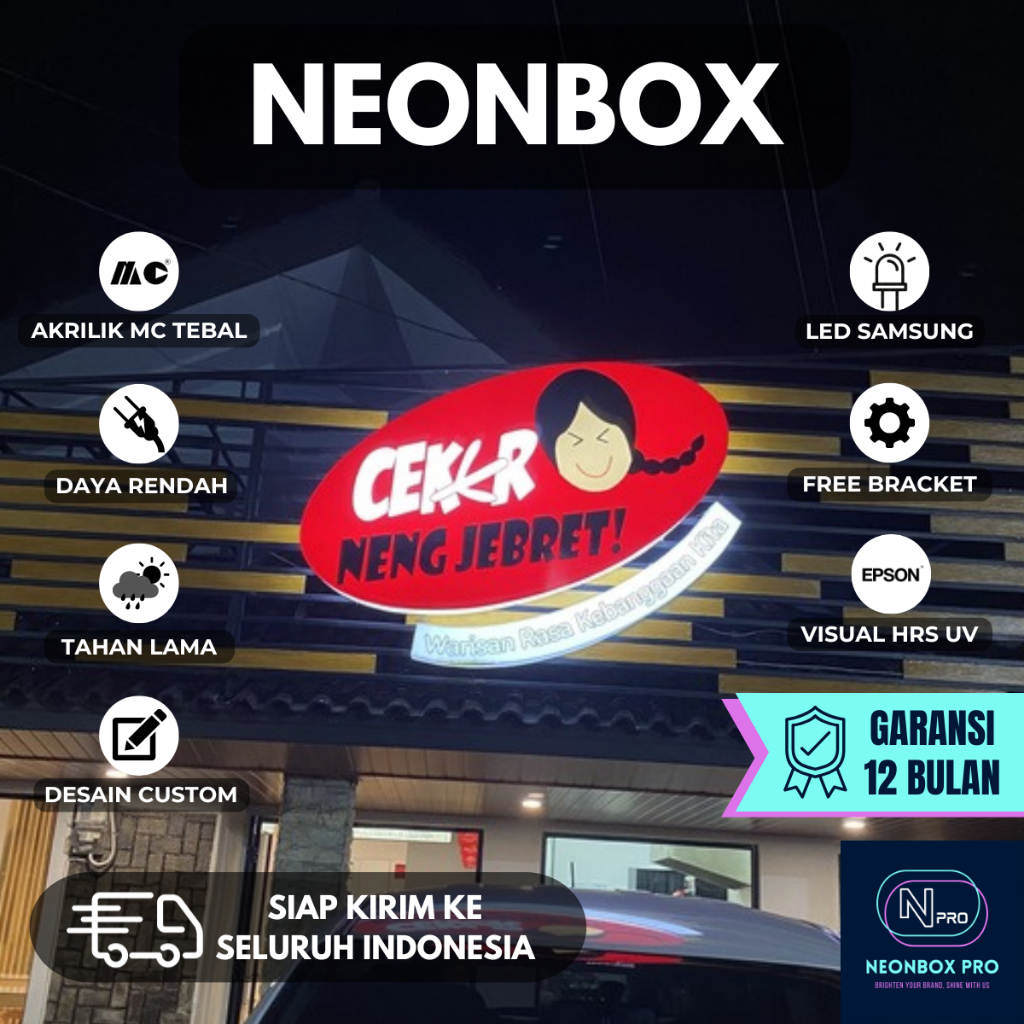 Jual Papan Reklame Logo LED Custom Lampu Neon Box Full Akrilik 1/2 Sisi ...