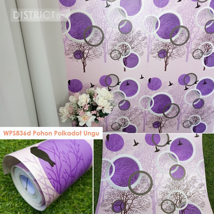Jual Wallpaper Sticker Dinding Motif Polkadot Ungu Ukuran Panjang 8 Meter x Lebar 45CM | Shopee ...