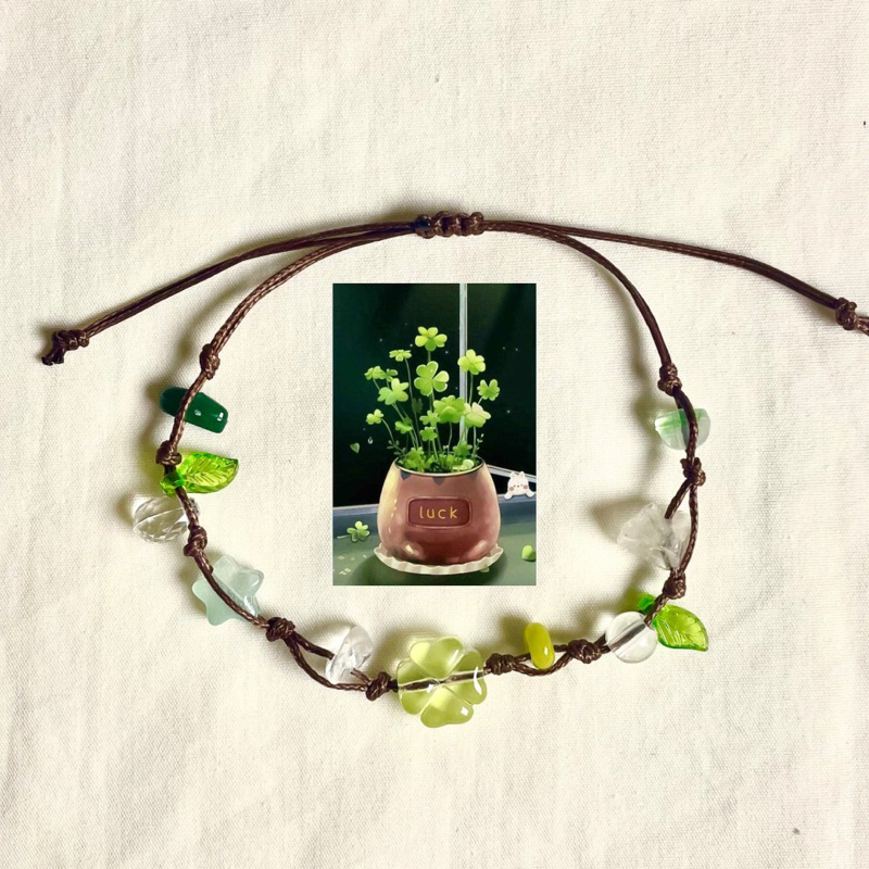 Jual Littlegift Gelang Tali manik lucky clover | Shopee Indonesia