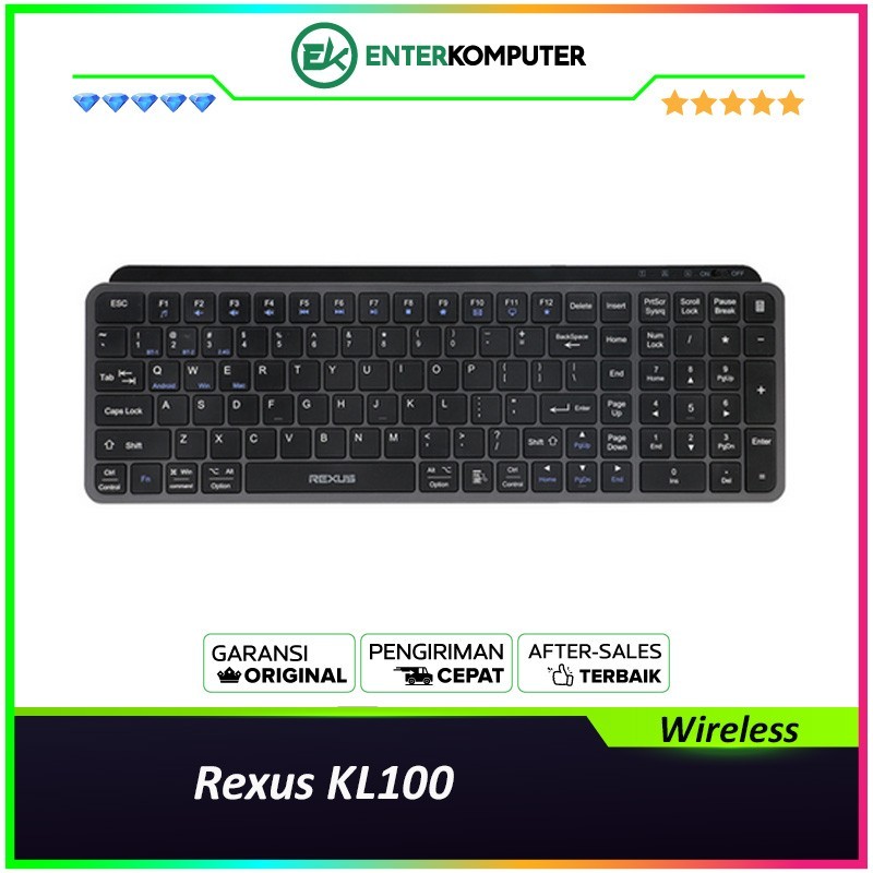 Jual Rexus KL100 Dual Connection Wireless Office Keyboard | Shopee Indonesia
