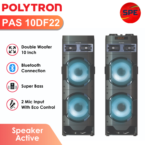 Jual SPEAKER ACTIVE POLYTRON DOUBLE WOOFER 10 INCH PAS 10DF22 ...