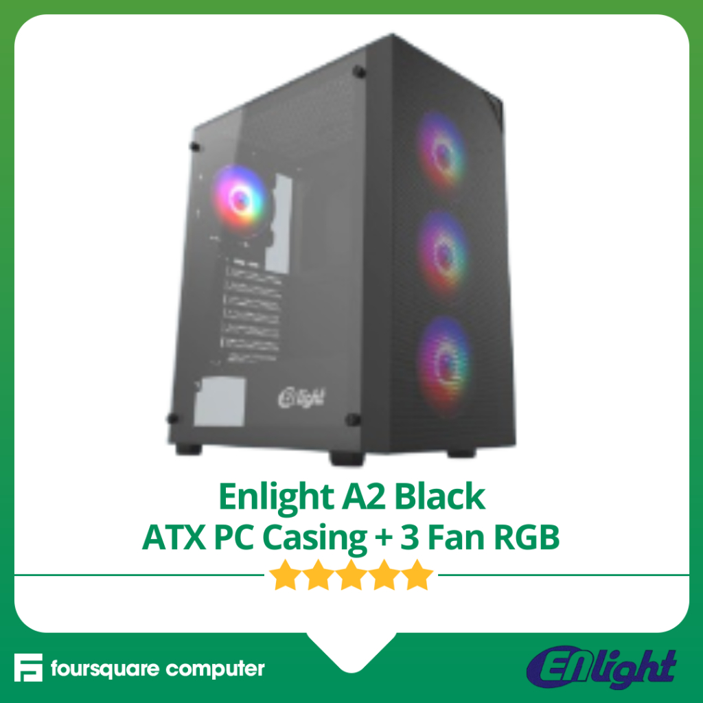 Jual Enlight A2 Black ATX + 3 Fan RGB CPU PC Case Casing Komputer ...