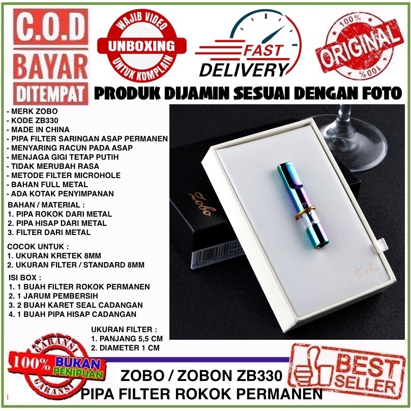 Jual C.O.D Pipe Holder ZOBO ZB330 Pipa Saringan Asap Permanen Khusus 8mm Dengan Kotak Keren ...