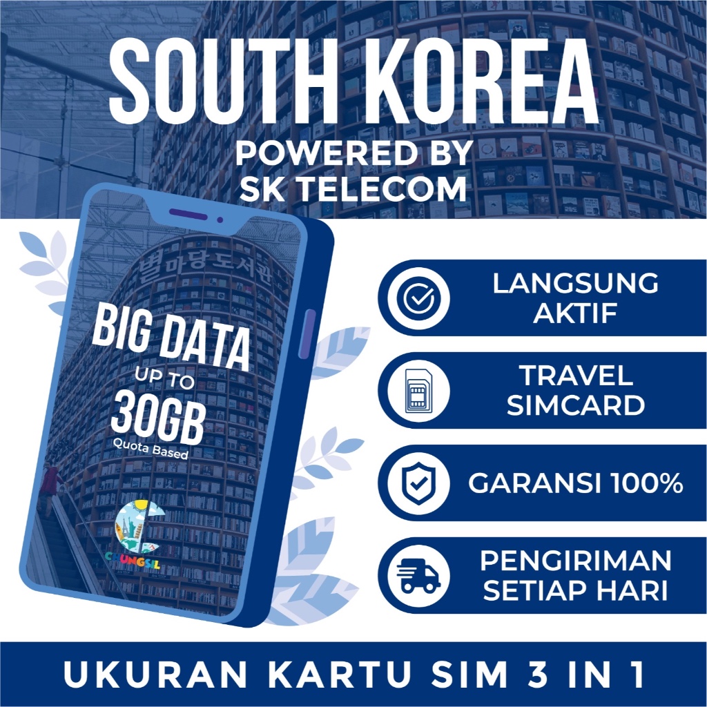 Jual Sim Card Korea 4G Simcard South Korea 30 Days Fix Data Kuota! BIG DATA Network By SKT ...