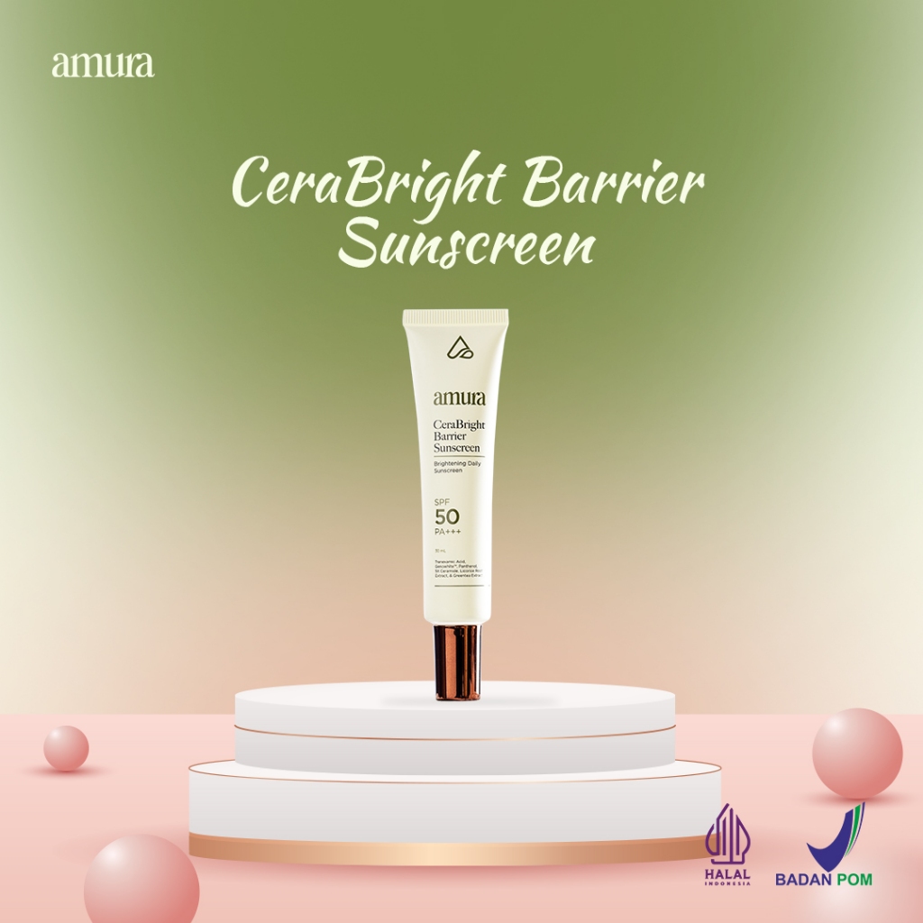 Jual Amura CeraBright Barrier Sunscreen SPF 50 PA+++ Melindungi Wajah ...