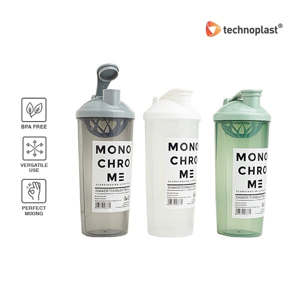 Jual Technoplast Shaker Tumbler 730 ml Monochrome Protein Shake Shaker ...