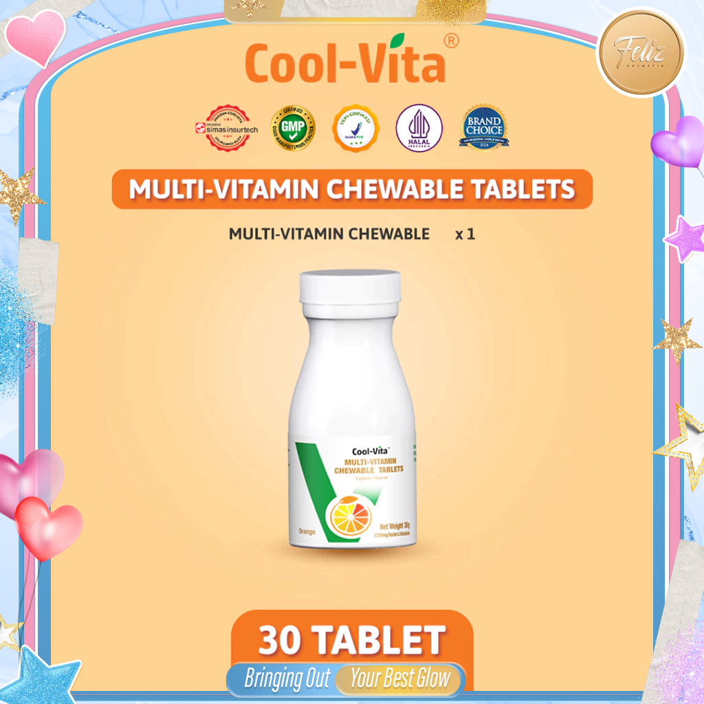 Jual * FELIZ * COOLVITA MultiVitamin Chewable Tablets Flavor Orange 30 ...