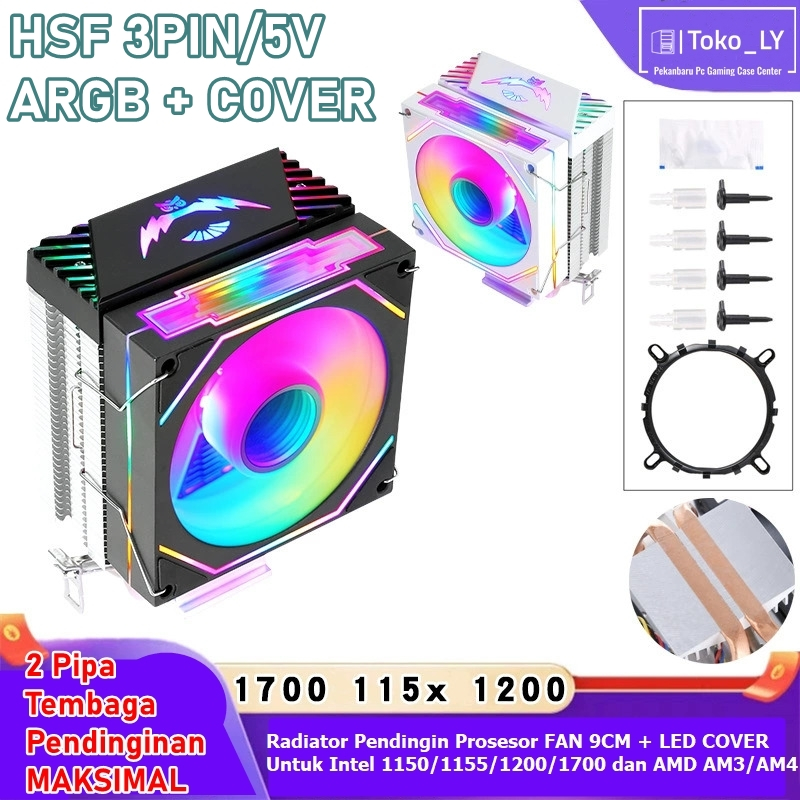 Jual FAN COOLER PROSESOR/HSF Cooler ARGB Intel & AMD FAN 9CM ARGB 3pin ...