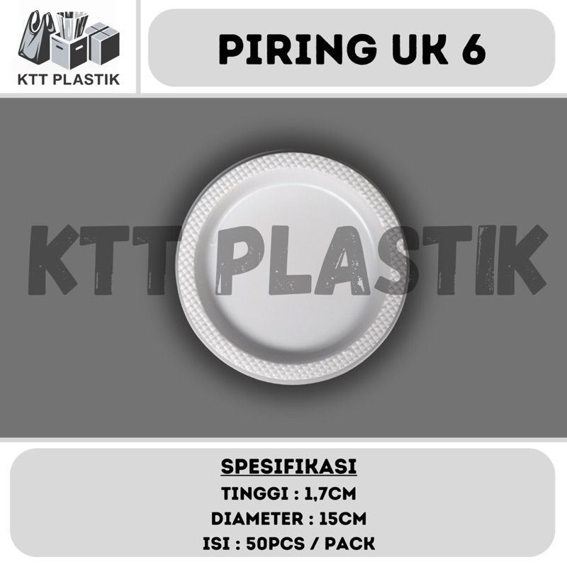 Jual Piring Plastik Ukuran 6 - Isi 50pcs - Piring Makan Plastik Sekali ...