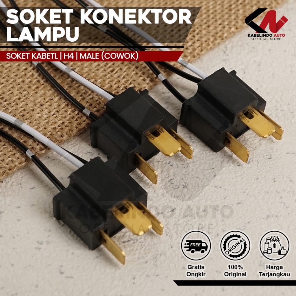 Jual Socket Seal Beam Male / Soket Bohlam H4 / Rumah Lampu Mobil Motor ...