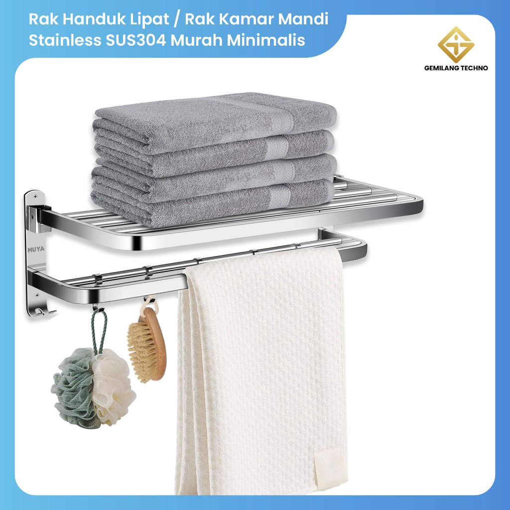 Jual Rak Handuk Lipat Stainless SUS304 Minimalis Rak Kamar Mandi Murah ...