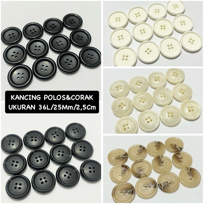 Jual (LUSINAN) Kancing Polos & Belang Besar Ukuran 36L / 25Mm / 2,5 Cm ...