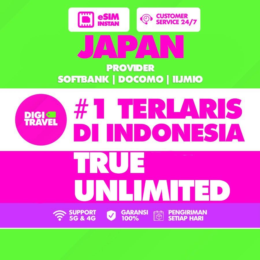 Jual DIGITRAVEL eSIM Jepang Tokyo Osaka Softbank True Unlimited Data Internet Roaming Langsung ...