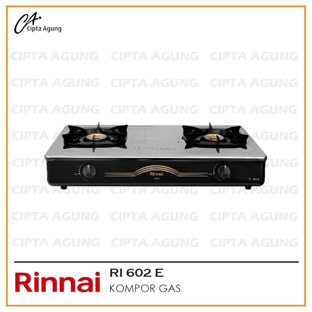Jual KOMPOR GAS RINNAI RI-602E / RI 602 E 2 TUNGKU STAINLESS STEEL | Shopee Indonesia