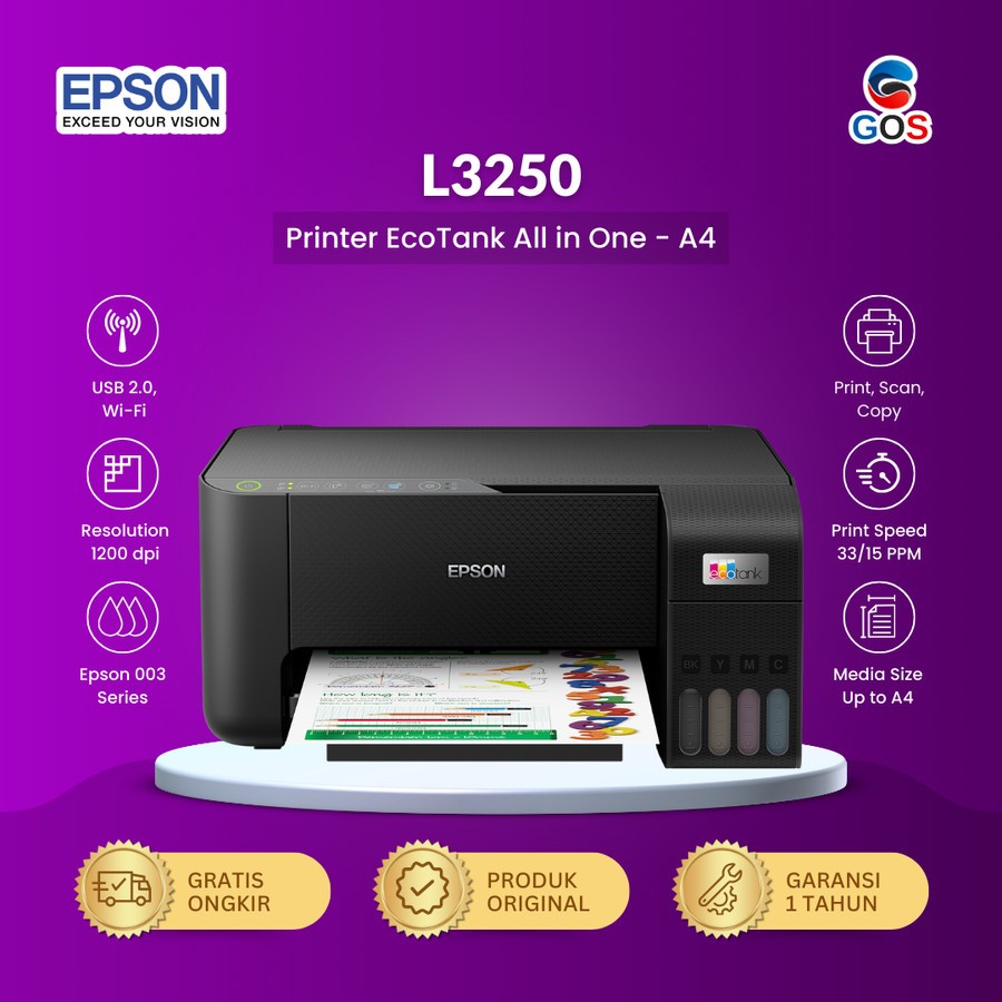Jual EPSON Printer EcoTank L3250 L 3250 All in One Ink Tank A4 USB 2.0 ...