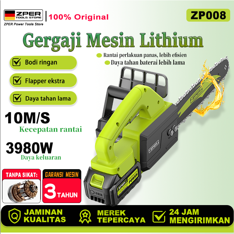 Jual 【 ZP】ZPER Cordless Chainsaw Gergaji Mesin Lithium Gergaji Rantai ...