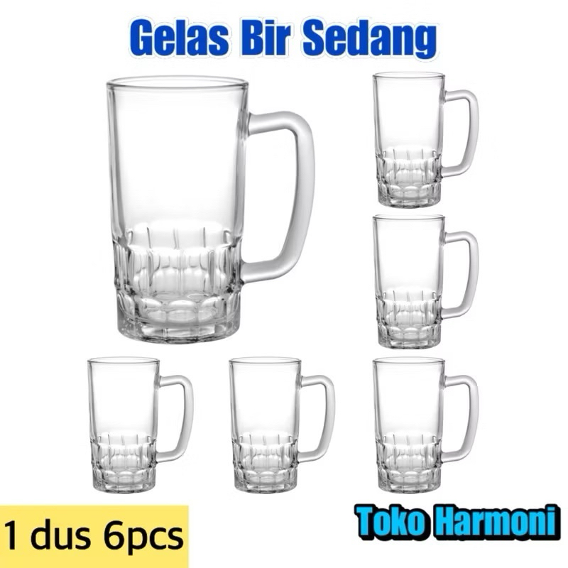 Jual 6pcs Gelas Es Bir Gagang Gelas Kaca teh Gagang bir | Shopee Indonesia