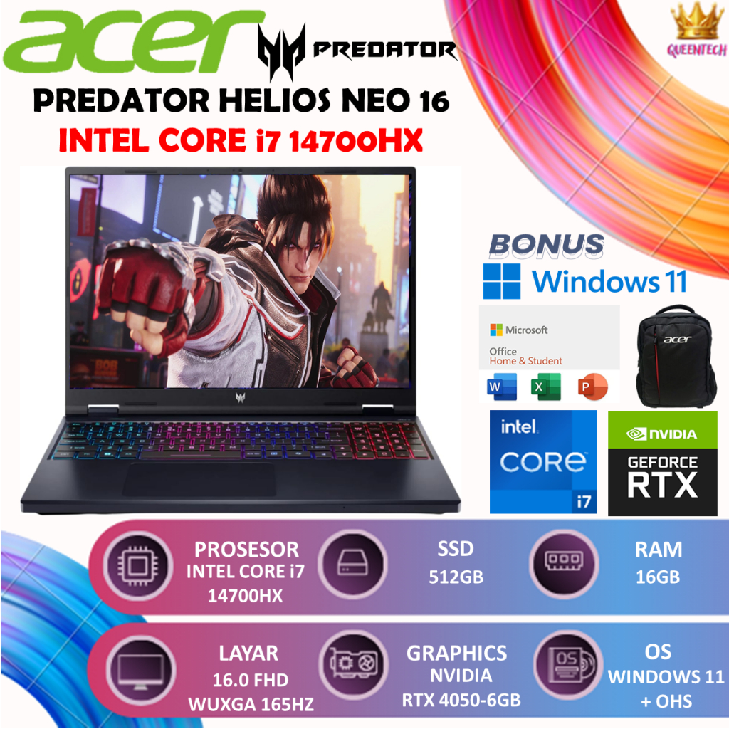Jual Acer PREDATOR HELIOS NEO 16 Intel Core i7 14700HX RTX 4050 [16GB ...