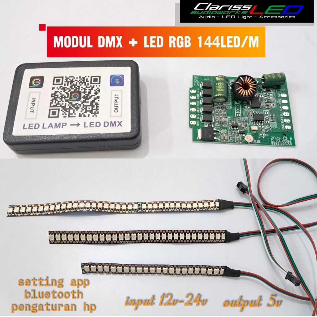 Jual MODUL DMX + LED RGB 144LED/m APP Bluetooth input 12-24v out 5v ...