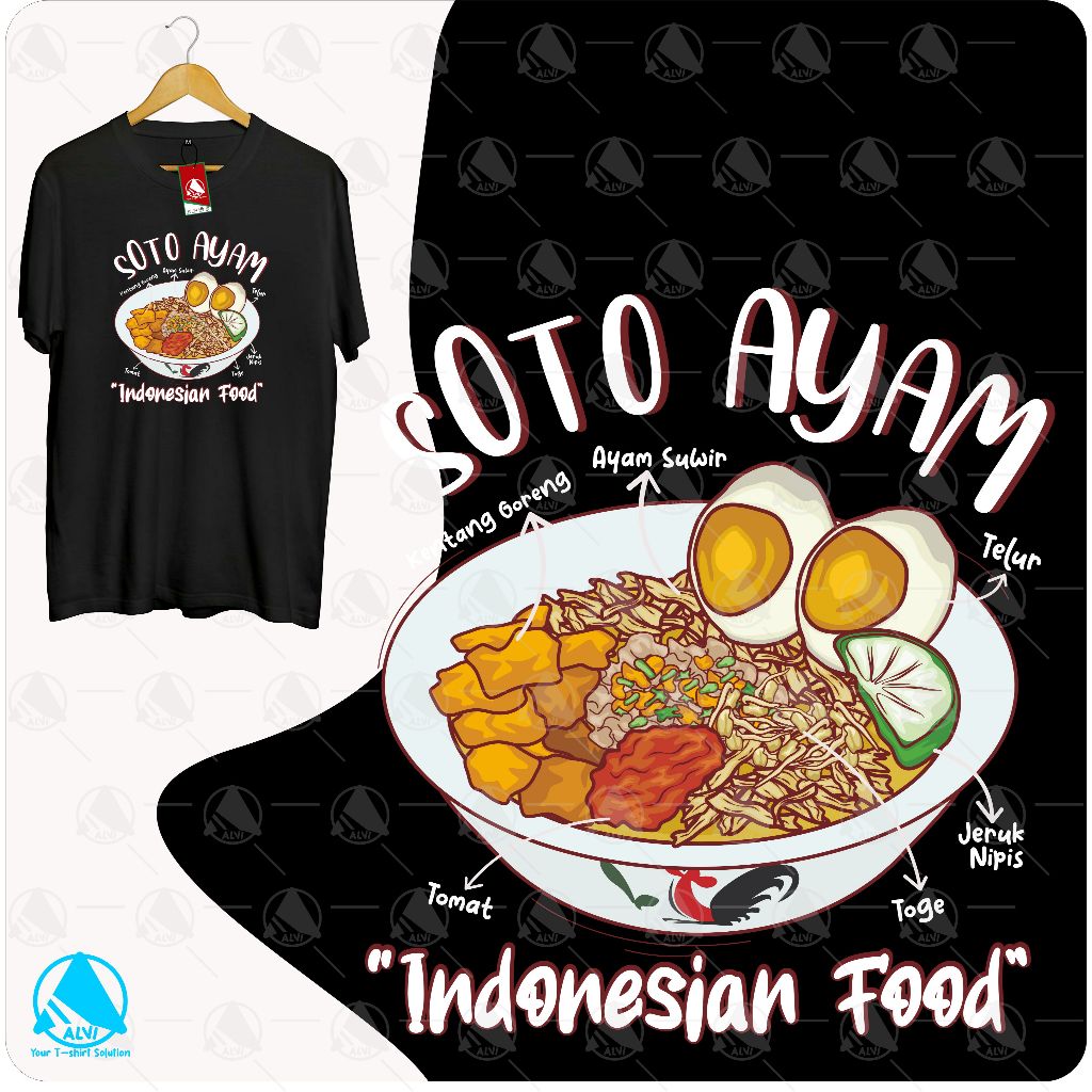 Jual KAOS DISTRO INDONESIAN FOOD SOTO AYAM MAKANAN KHAS INDONESIA KATUN ...