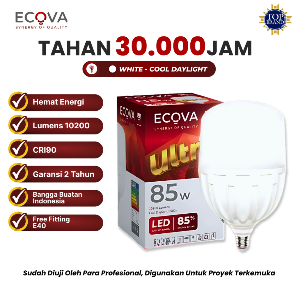 Jual Ecova - Lampu LED T BULB Ultra Series | Lampu Bohlam Jumbo | Putih ...