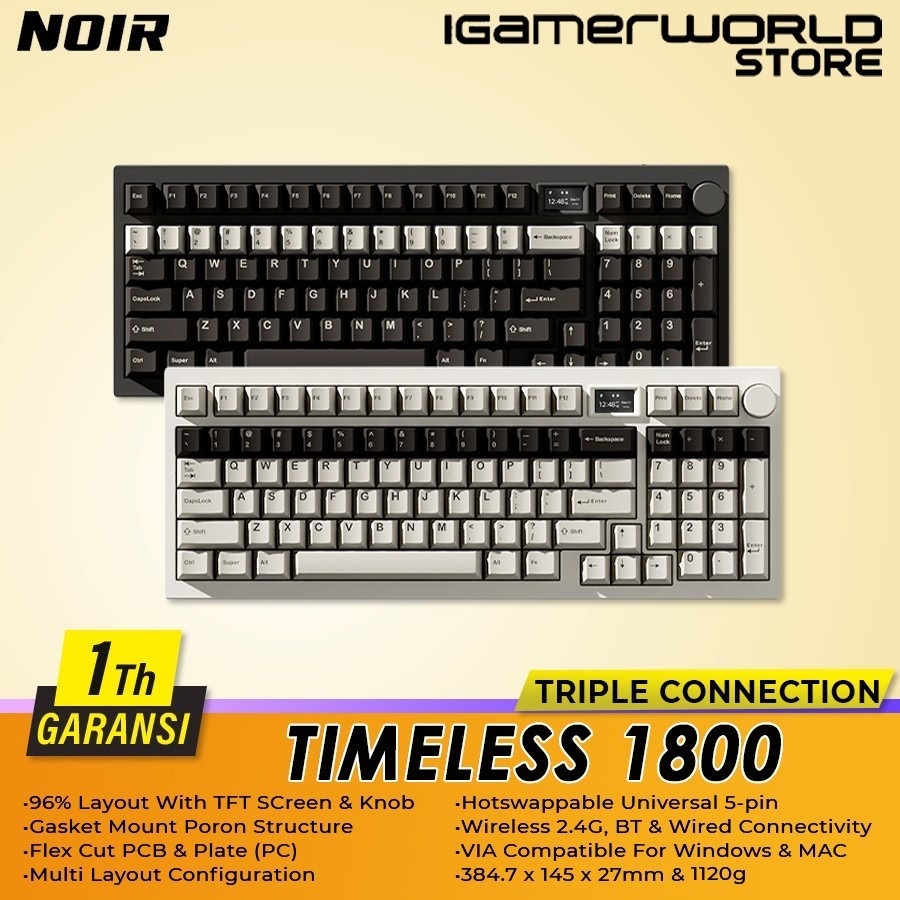 Jual Noir Timeless1800 96% Gasket Mount Wireless Mechanical Keyboard ...