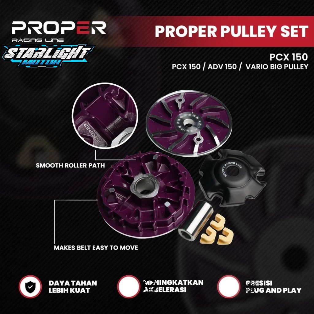 Jual PROPER RACING LINE PULLEY SET PCX 150 ADV 150 VARIO 125 VARIO 150 ...