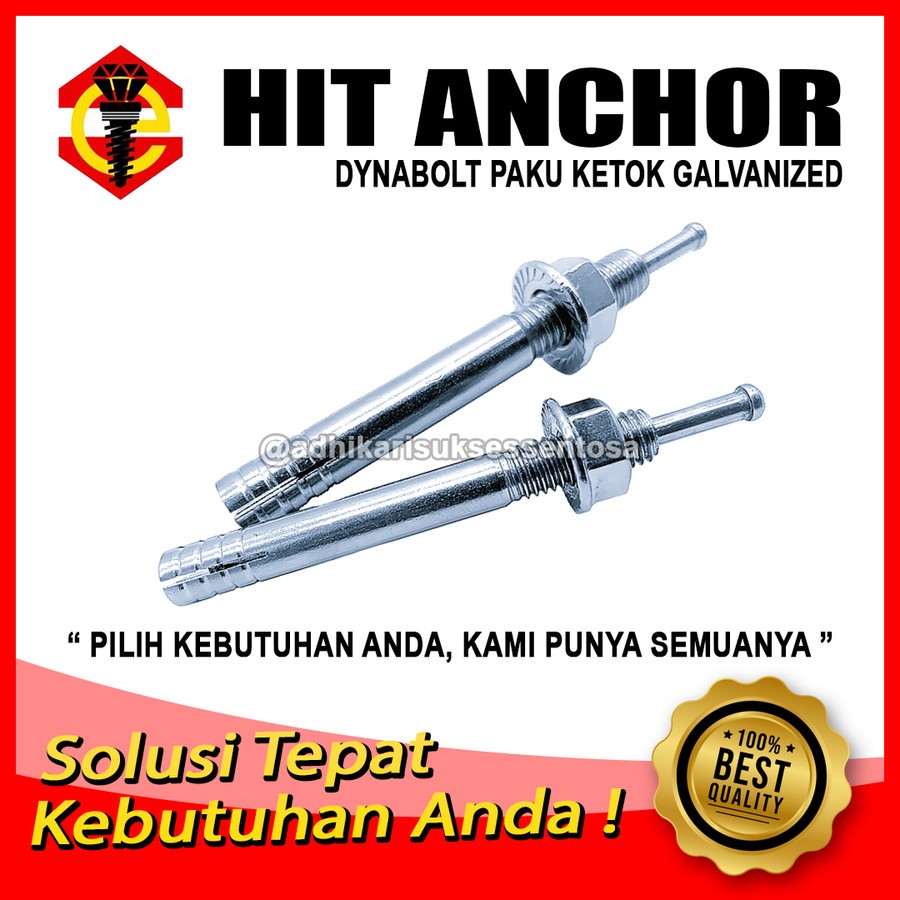 Jual HIGH ANGKUR 10X50 / DYNABOLT PAKU KETOK 10 MM / HIT ANCHOR M10X50 ...