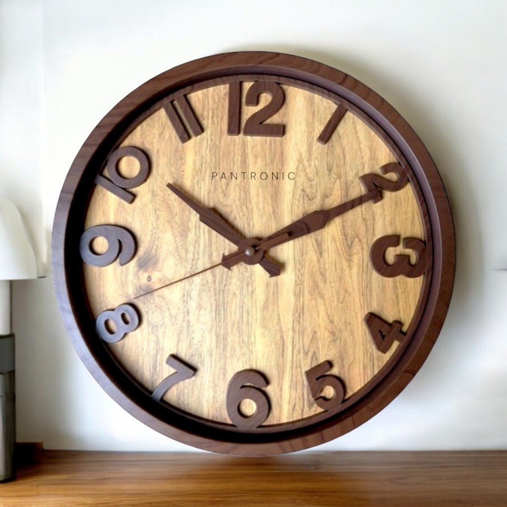 Jual Pantronic Jam Dinding Kayu Aesthetic Motif Kayu Warna Coklat Tua ...