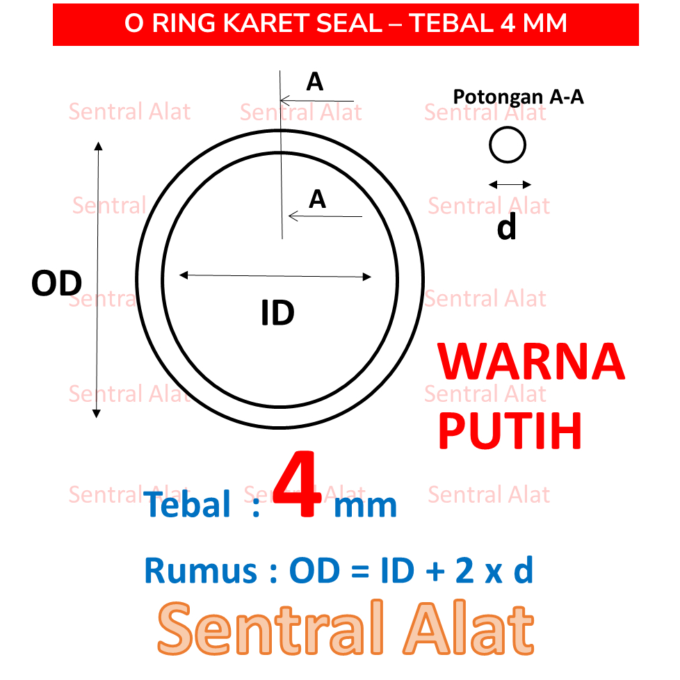 Jual Karet Seal O Ring SILICON RUBBER (SiR) Tebal 4 mm, OD : 15 20 25 ...