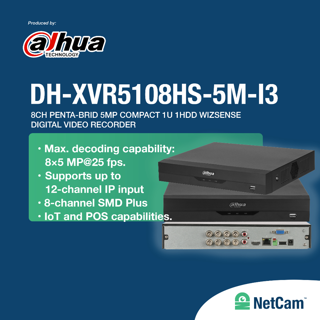 Jual XVR DAHUA 8CH ANALOG DH-XVR5108HS-5M-I3 SUPPORT 5MP (12CH+IP CAM ...