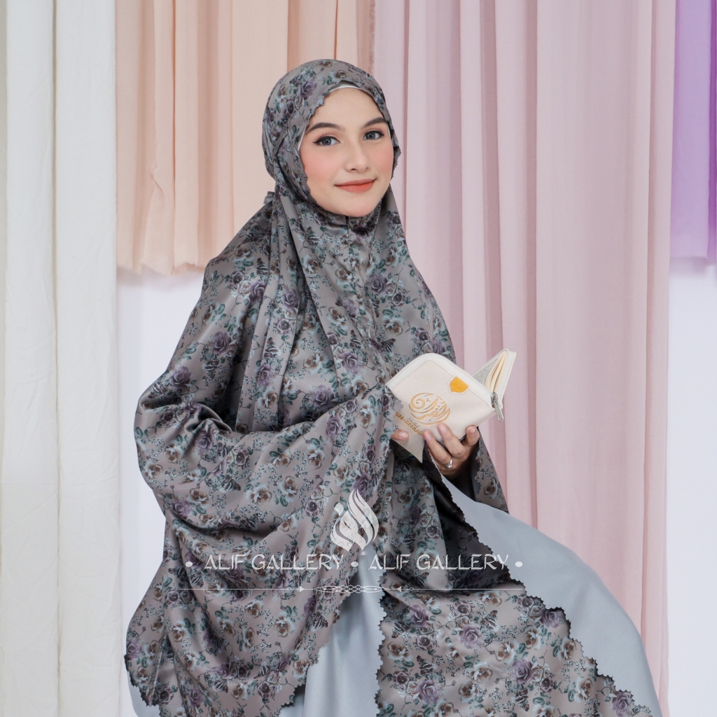 Jual ALIF GALLERY - Mukena Jumbo Silk Premium Motif Mewah 2in1 Dahlia ...
